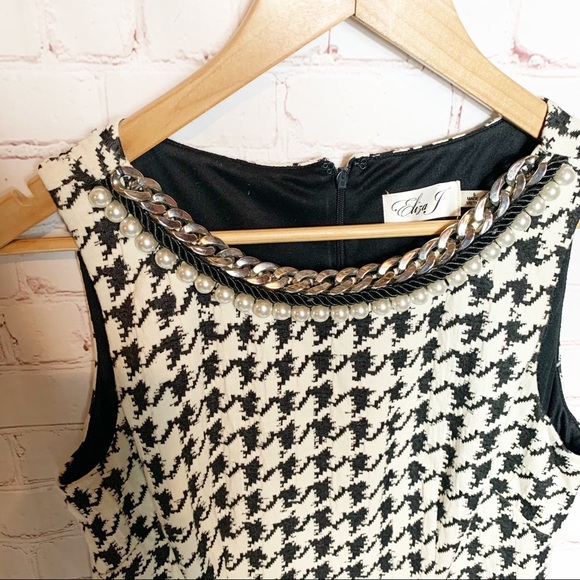 Eliza J | Dresses | Eliza J Jewel Neck Houndstooth Sheath Dress | Poshmark